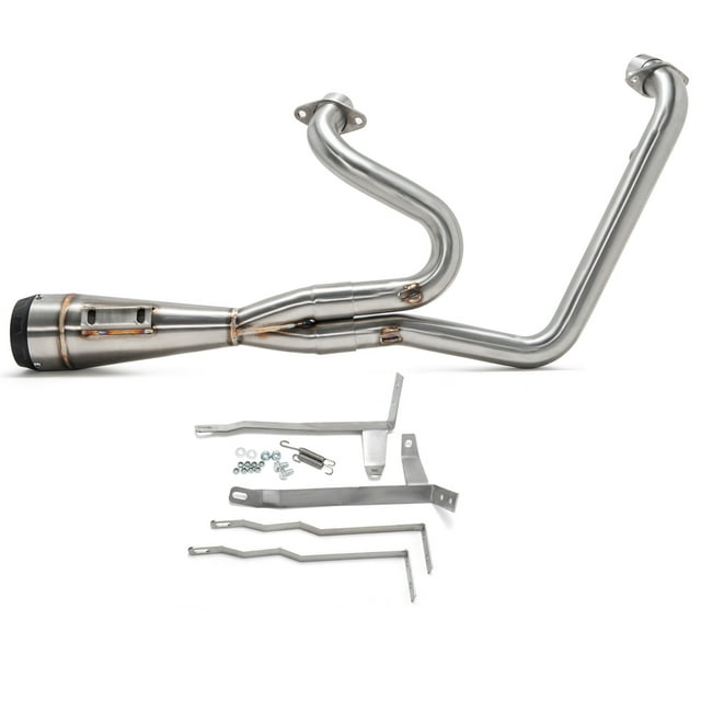 Brushed 2 into 1 Shorty Exhaust Pipes for Harley M8 Electra Road Glide ...