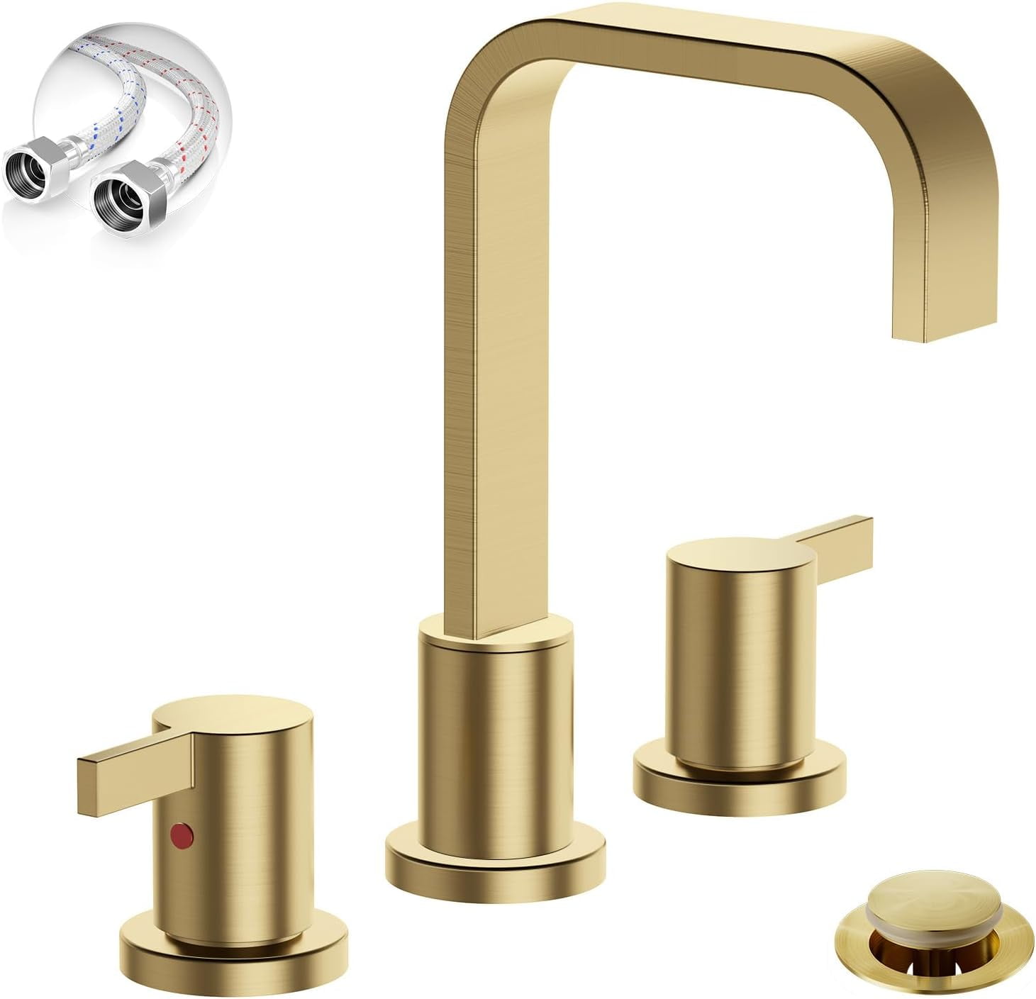 Brushed 8 Inch 3 Hole 2 Handle Waterfall Widespread Bathroom Sink ...