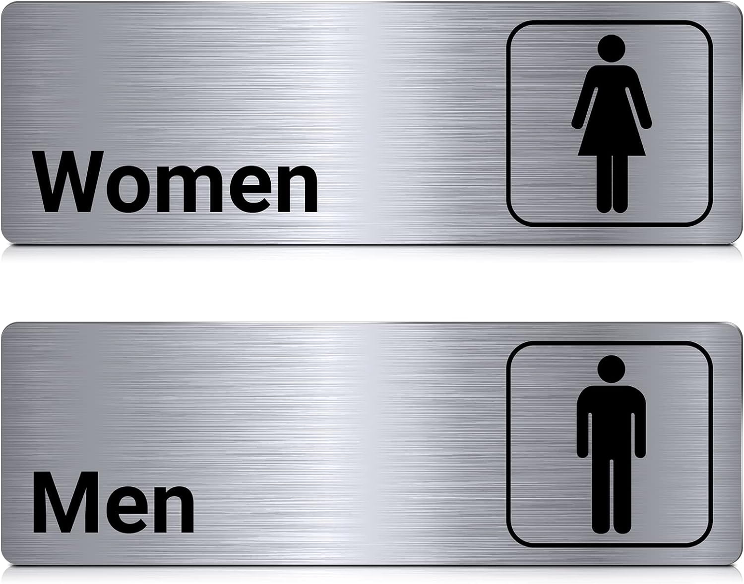 Brushed Aluminum Restroom Signs, Men and Women Modern Restroom Sign, 9 ...