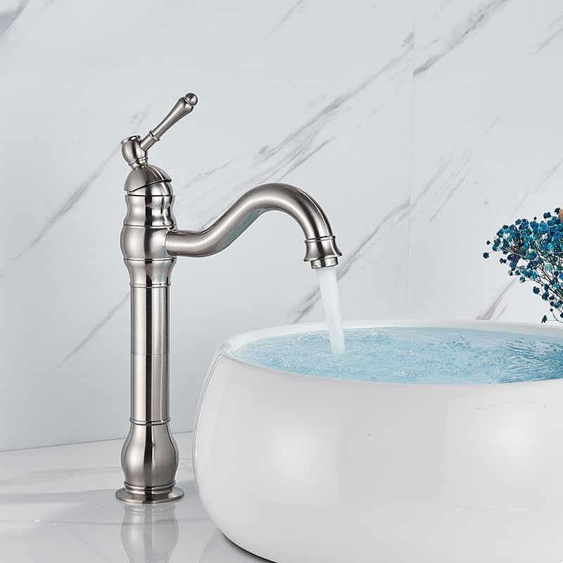 Brushed Bathroom Sink Faucet Single Handle Swivel Spout Basin Mixer Tap ...