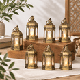 Brushed Brass 8 Mini Lantern Candle Holders for Table Centerpieces and ...