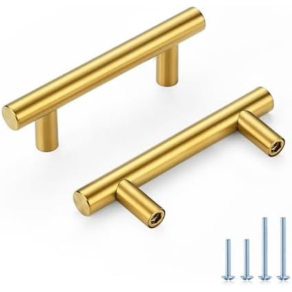 Brushed Brass Cabinet Handles 2-1/2 Inch Hole Spacing, Stainless Steel ...