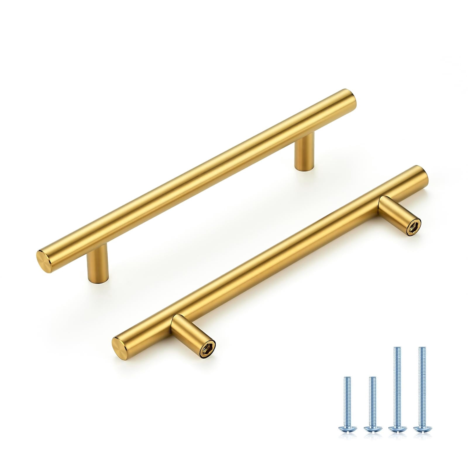 Brushed Brass Cabinet Handles 3 Inch Hole Spacing, Stainless Steel ...