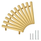 Brushed Brass Cabinet Pulls 10 Pack - 3-3/4" Hole Centers, 6" Length ...