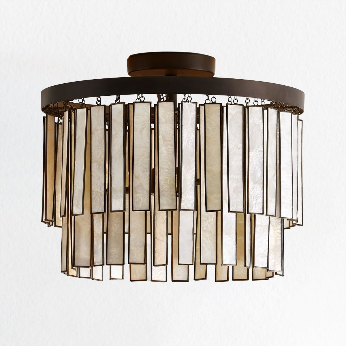 Brushed Brass Finish Capiz Shell Ceiling Light,Dining Room and Entryway ...