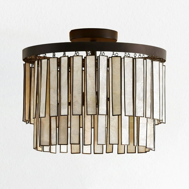 Brushed Brass Finish Capiz Shell Ceiling Light,Dining Room and Entryway ...