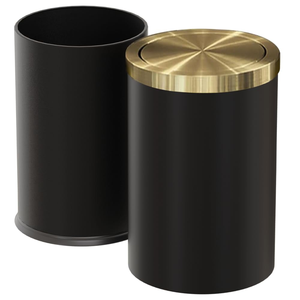 Brushed Brass Garbage can,Bathroom Trash can with lid，Modern Small ...