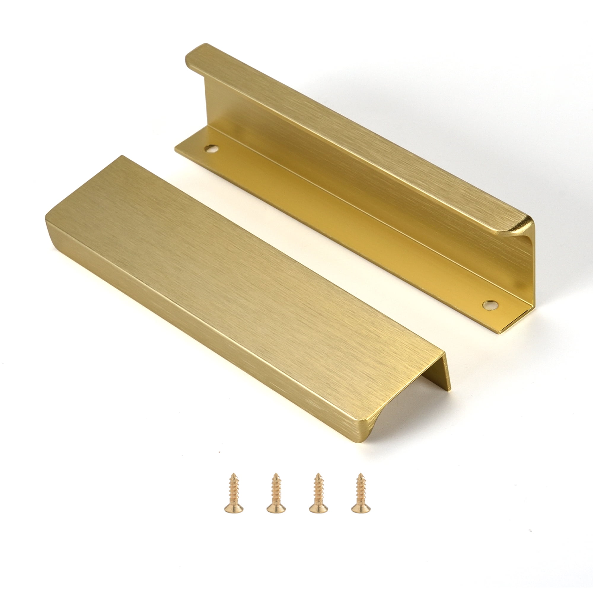 Brushed Brass Pack of 6 and 10 Edge Finger Pulls for Cabinets Kitchen ...