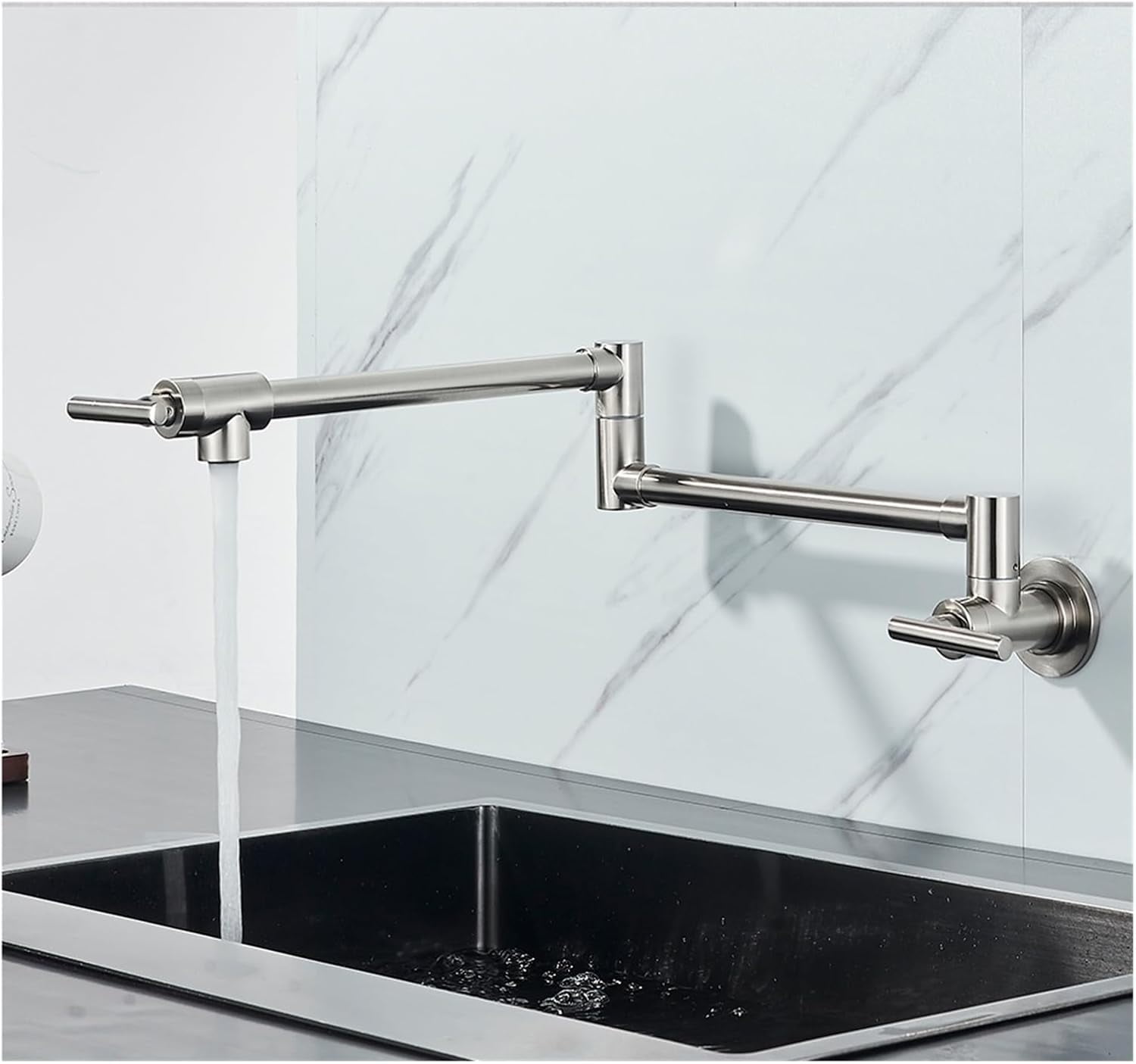 Brushed Brass Pot Filler Faucet Single Cold Water Kitchen Faucet Wall ...