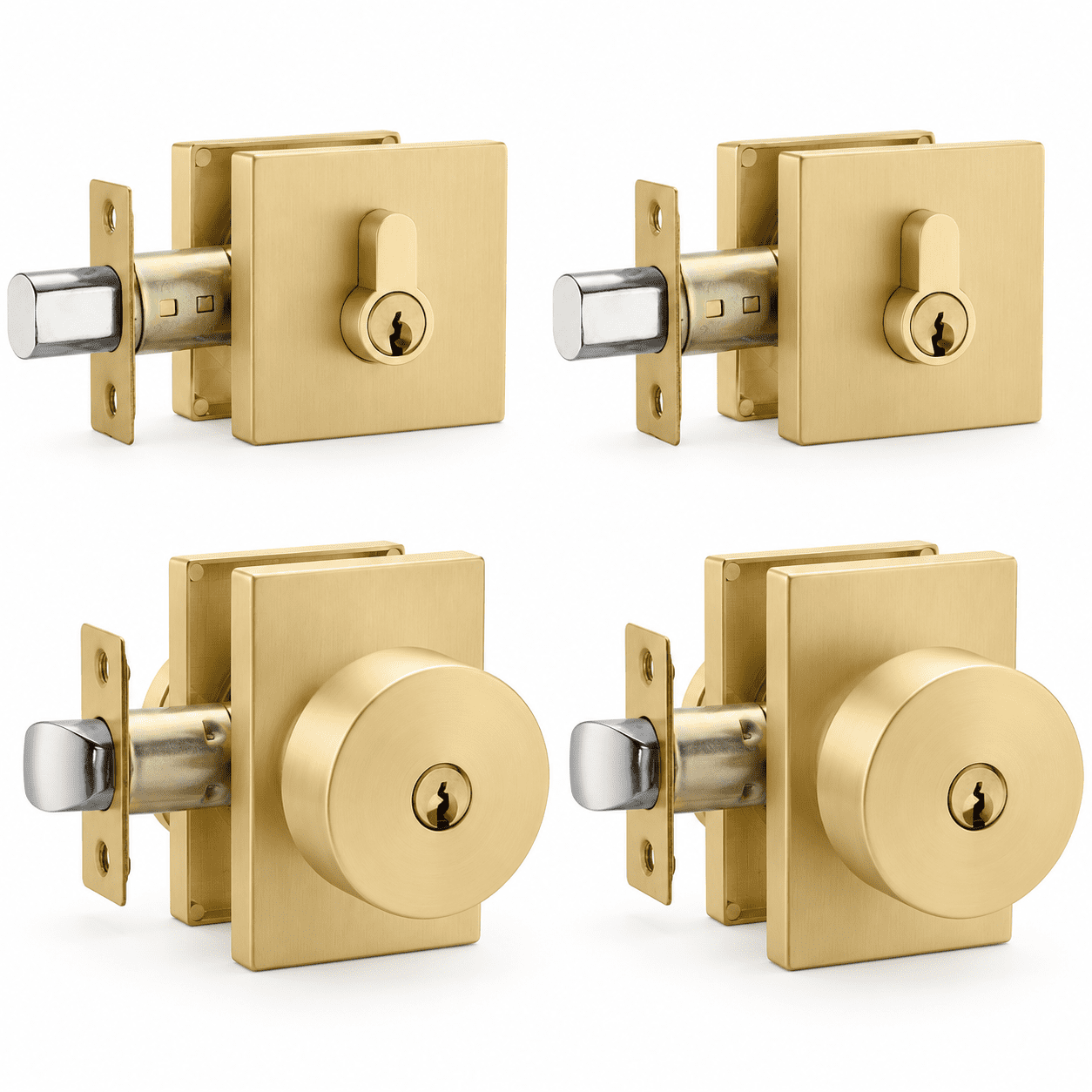 Brushed Exterior Door Lock Set With Deadbolt Zinc Alloy 2 Pack ...