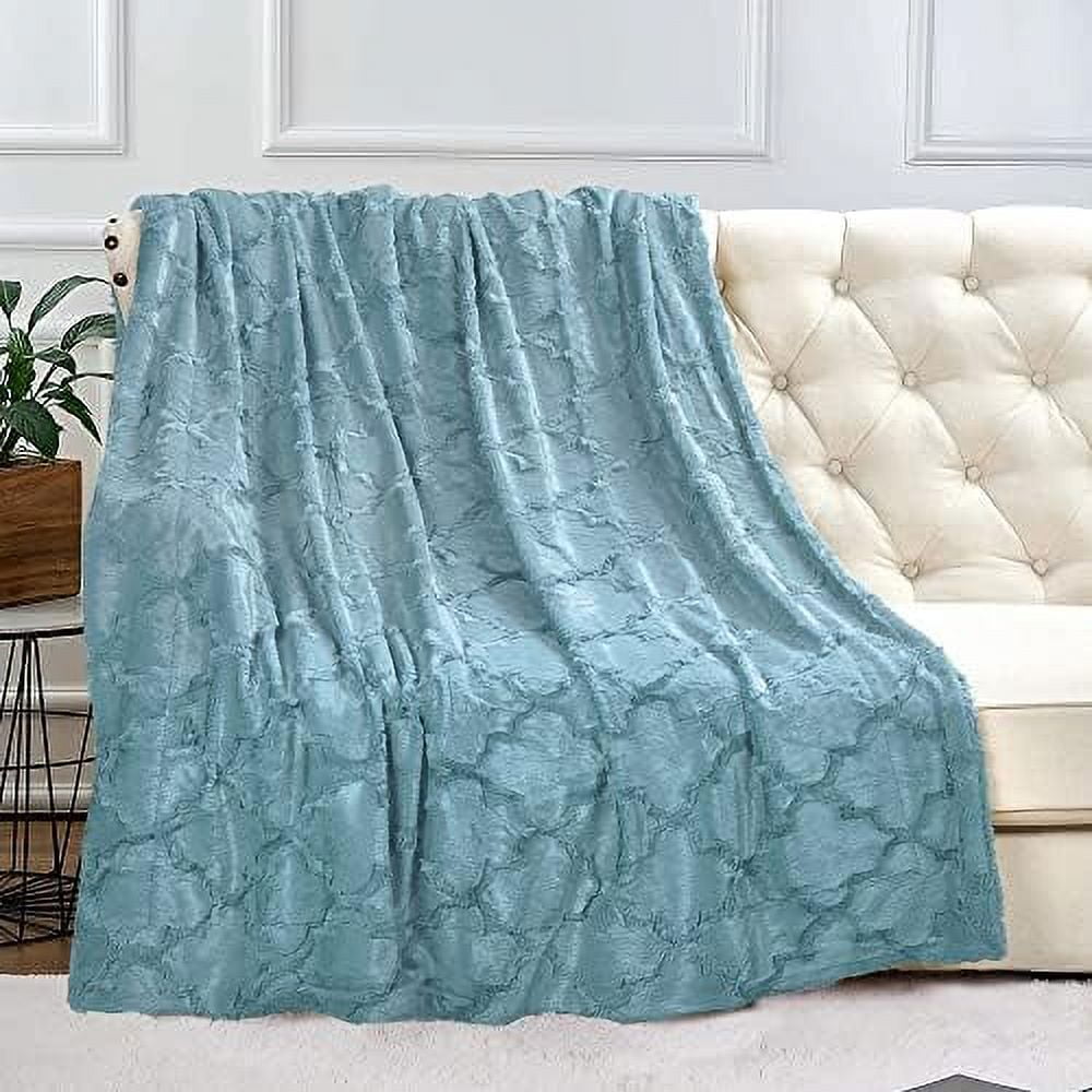 Brushed Faux Fur Ashley Throw With Sherpa Backing, 50" X 60'', Sliver ...