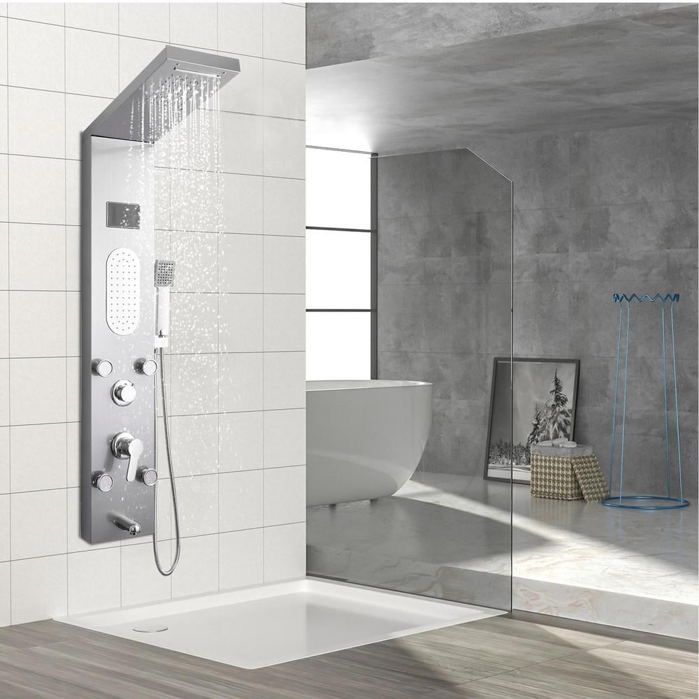 Brushed Finish Shower Panel System with Rainfall Shower, Mist Function ...
