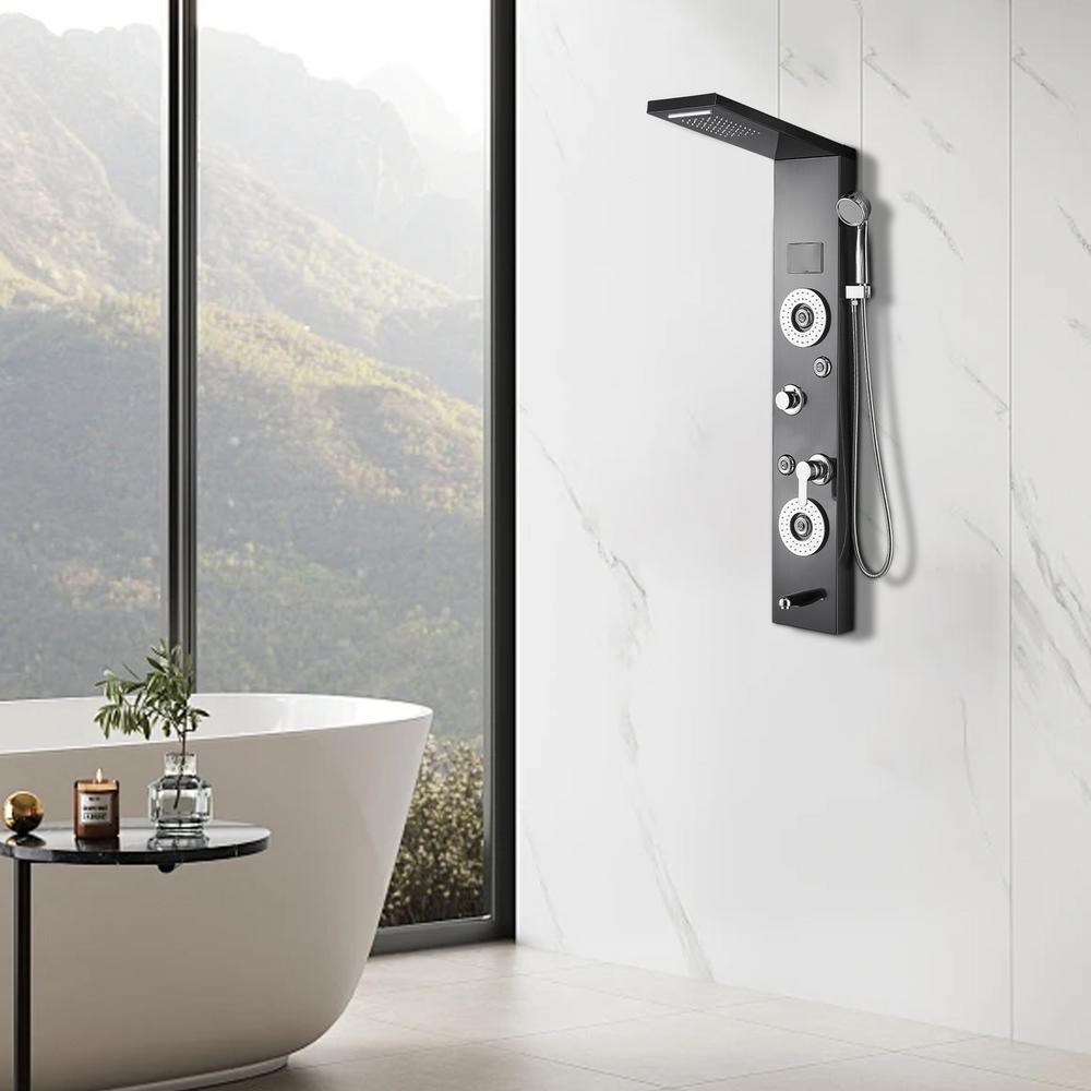 Brushed Finish Shower Panel System with Rainfall Shower, Mist Function ...