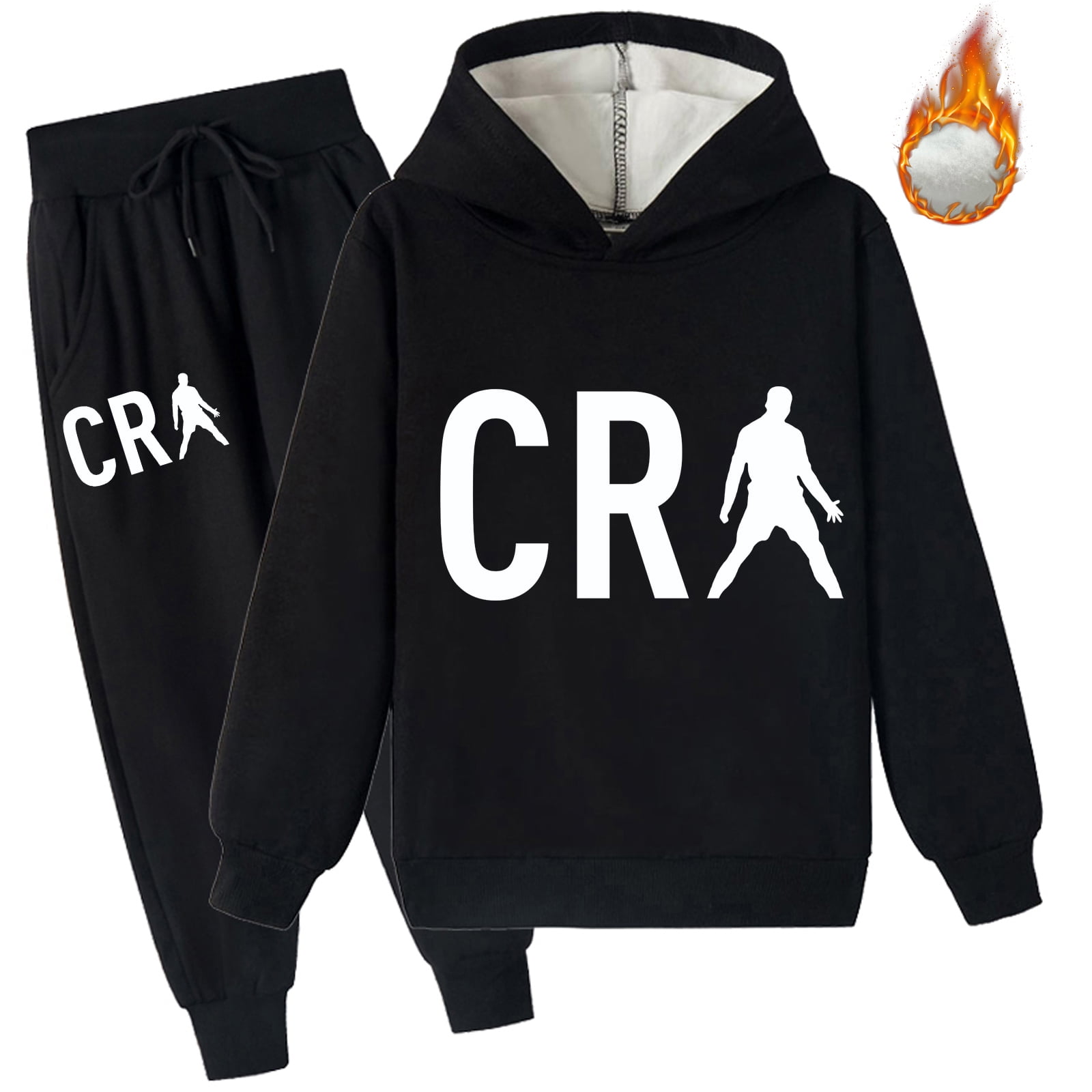 Brushed Fleece Set Cristiano Ronaldo Loose Hoodie & Pants works for ...