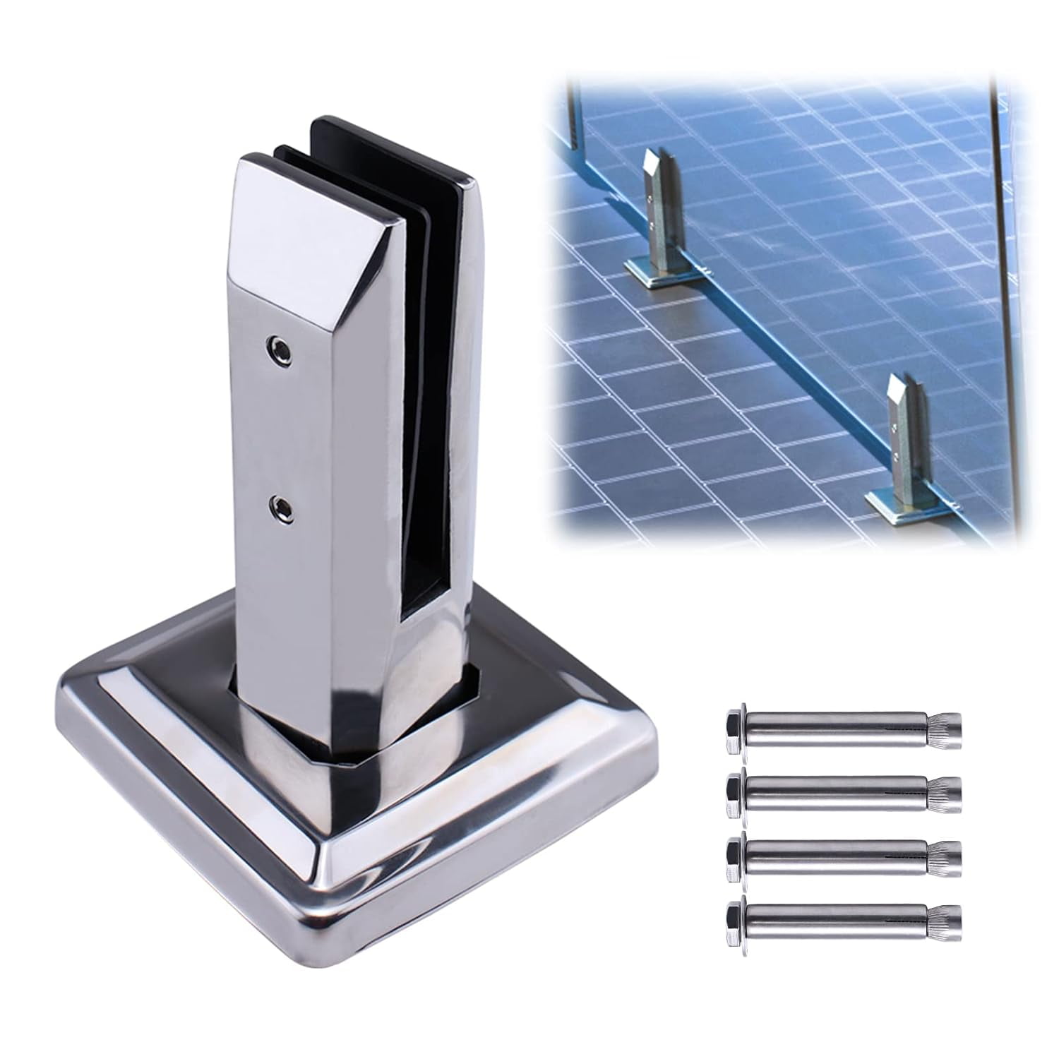 Brushed Glass Railing Spigot Rectangle Stainless Steel Polish for Glass ...