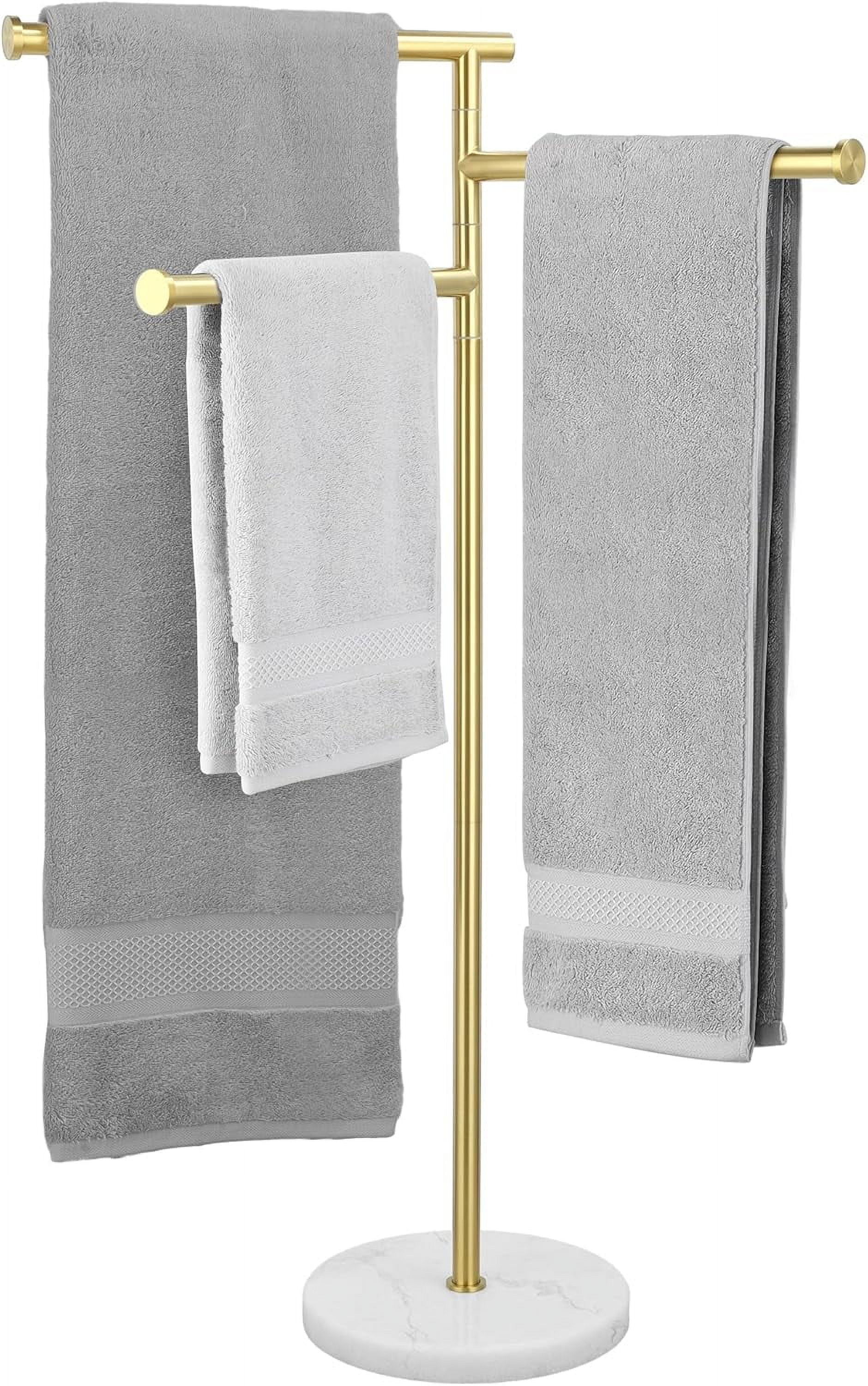 Brushed Gold 40-Inch Freestanding Towel Racks for Bathroom with ...