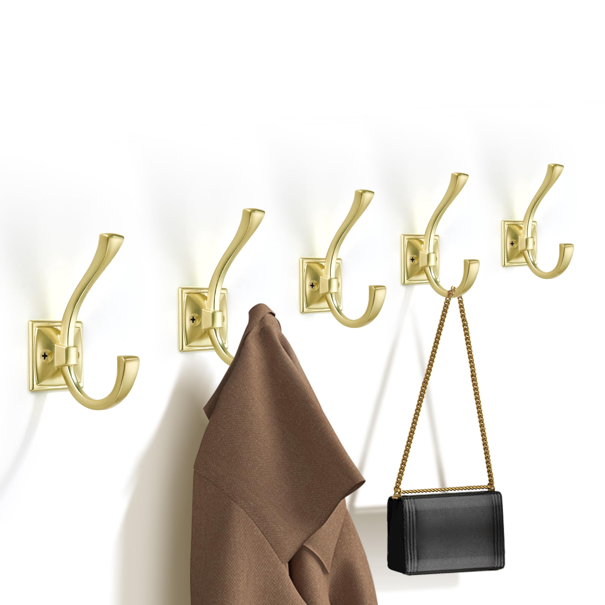 Brushed Gold 5 Pack Wall Mounted Coat Hooks - Walmart.com