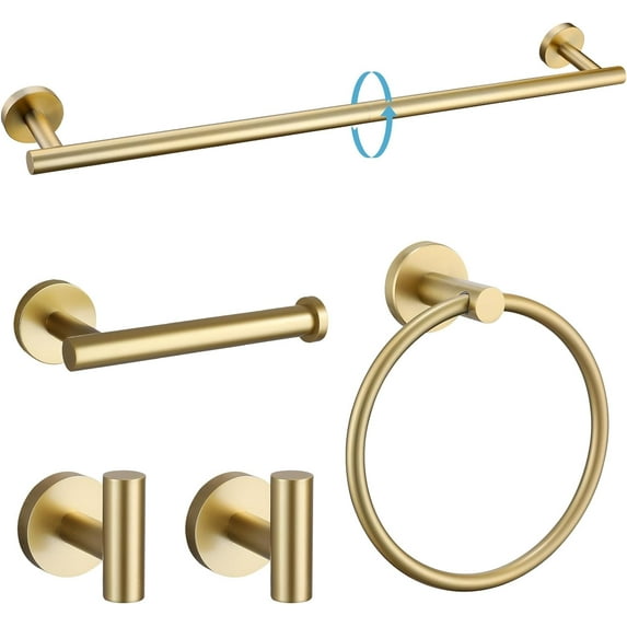 Brushed Gold 5 Piece Bathroom Hardware Set, SUS304 Stainless Steel 24 ...