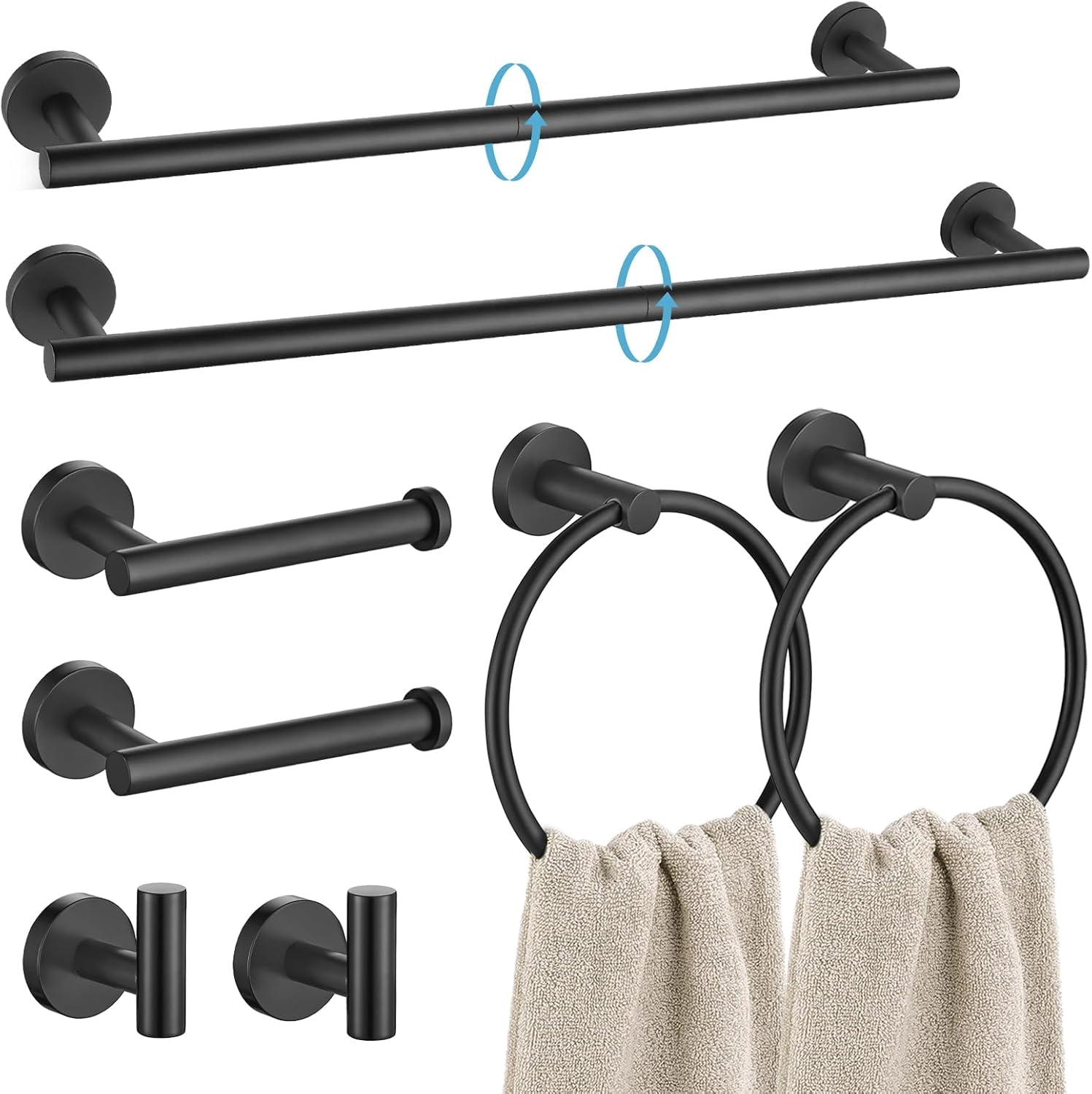 Brushed Gold 5 Piece Bathroom Hardware Set, SUS304 Stainless Steel 24 ...