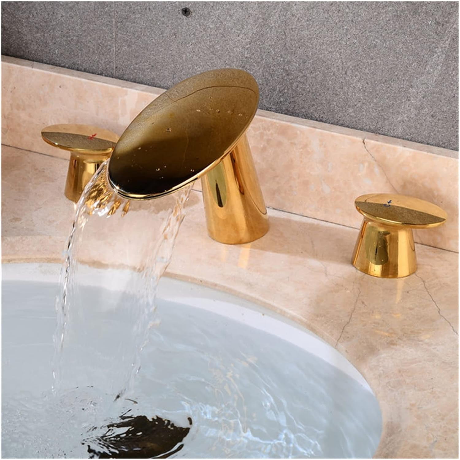 Brushed Gold Basin Faucet Rose Gold Bathroom Faucet 3 Hole 8 inch ...