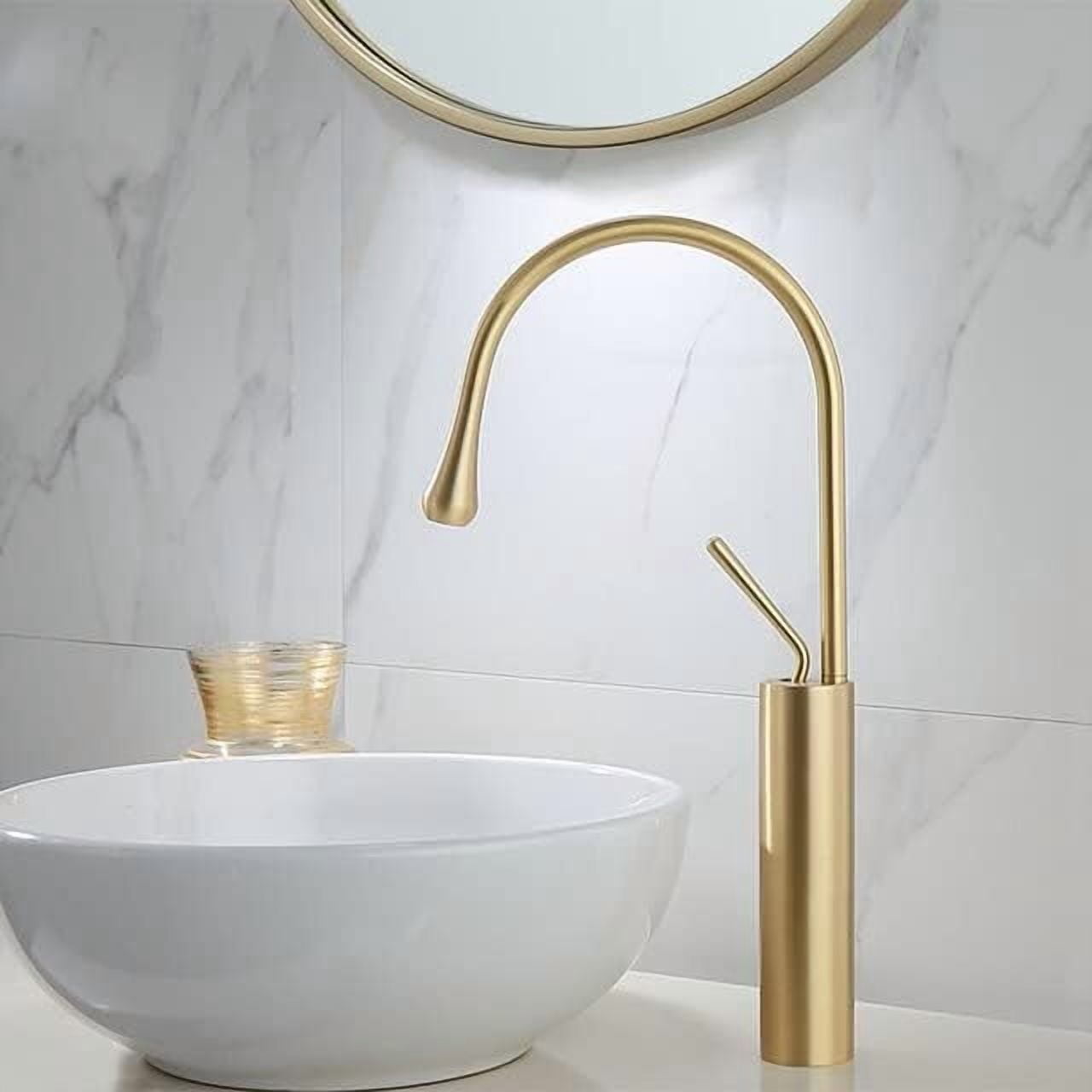 Brushed Gold Bathroom Faucet Hot and Cold Basin Faucet Mixer Tap ...
