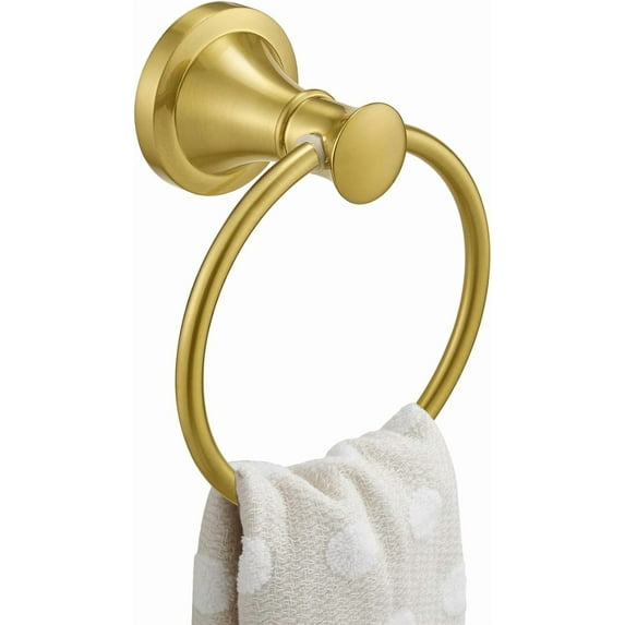 Brushed Gold Bathroom Hand Towel Ring Towel Holder, Rustproof Wall ...