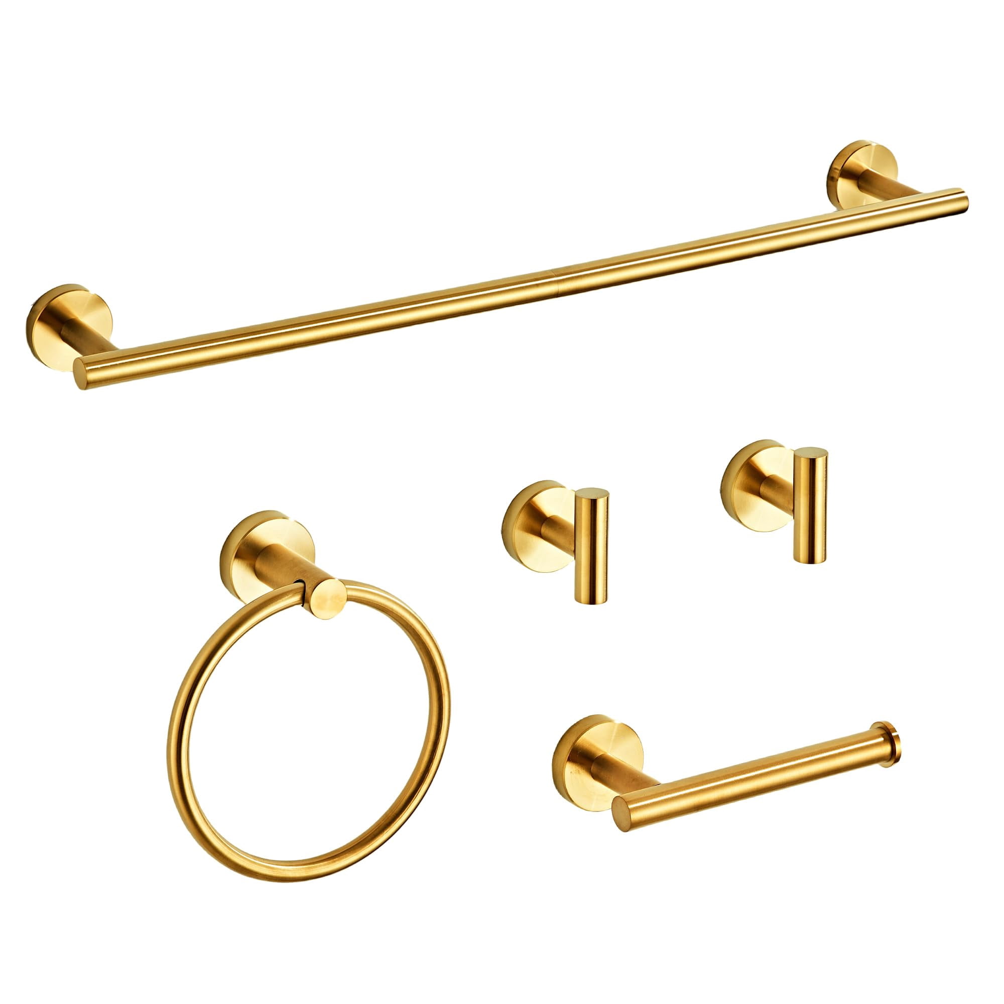 Brushed Gold Bathroom Hardware Set 5 Piece with Towel Racks for ...