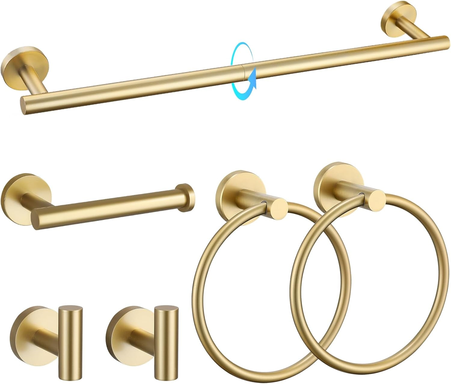 Brushed Gold Bathroom Hardware Set 6-Piece Bathroom Accessory Set 23.6 ...