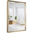 Brushed Gold Bathroom Mirror, 16" x 24" Beveled Rectangle Wall Mirror ...