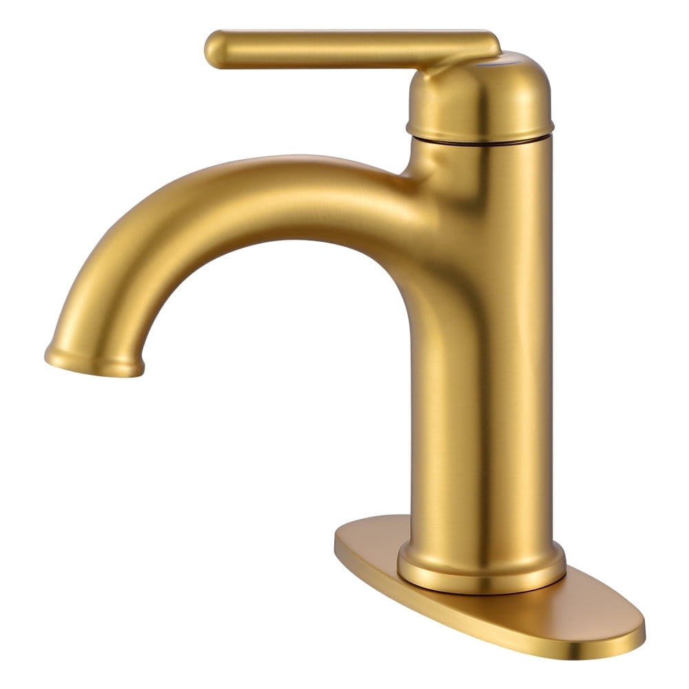 Brushed Gold Bathroom Sink Faucets Brass Single Handle Faucet with Pop ...