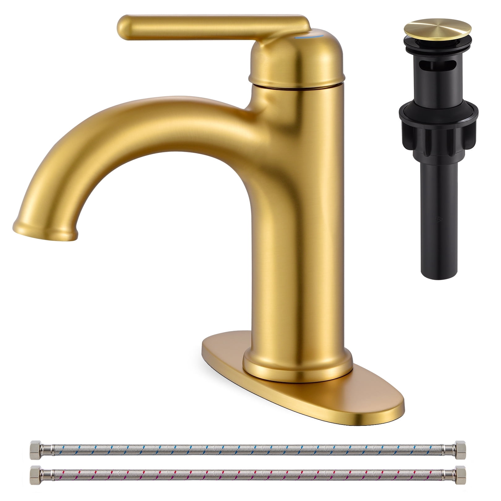Wowkk Bathroom Faucet Brushed Gold Bathroom Sink Faucets Single Handle ...