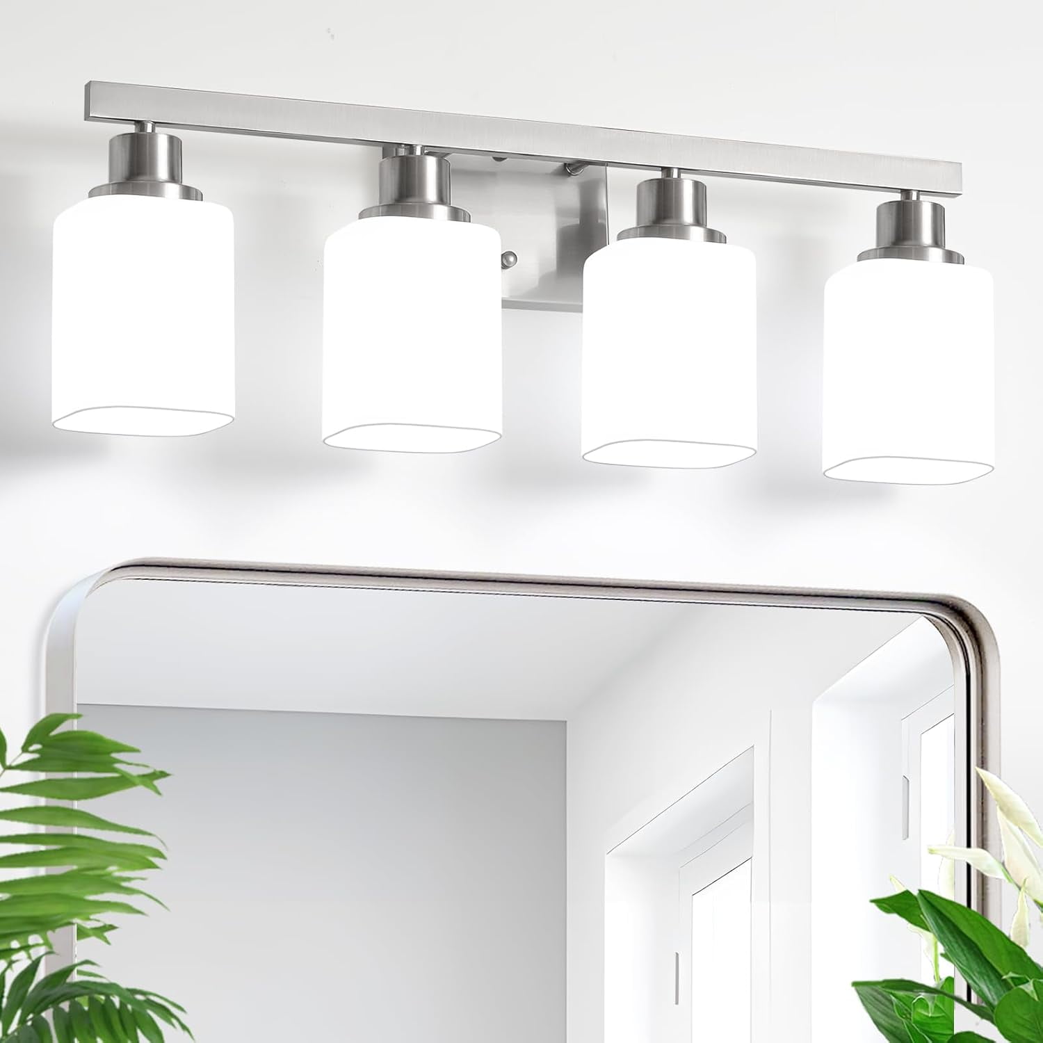 Brushed Gold Bathroom Vanity Light,4-Light Bathroom Light Fixtures with ...
