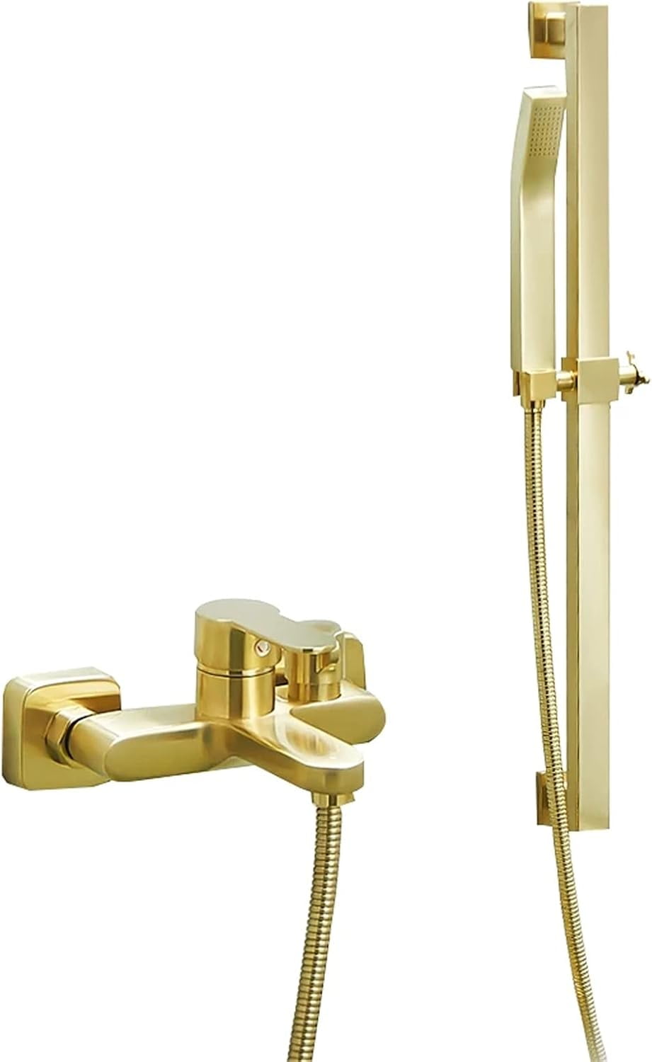Brushed Gold Bathtub Faucet with Brass Handheld Shower Head, Wall ...