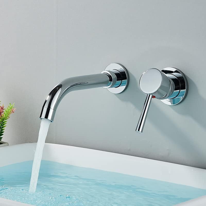 Brushed Gold/Black Basin Faucet Concealed Wall Mounted for Bathroom ...