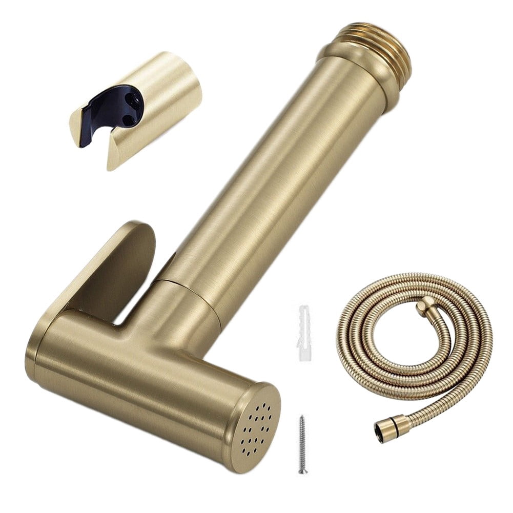 Brushed Gold Brass Toilet Bidet Spray Set Sus Holder Hose Bathroom ...