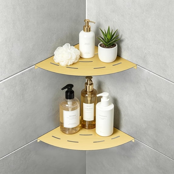 Brushed Gold Corner Shower Shelf, SUS 304 Stainless Steel Bathroom ...