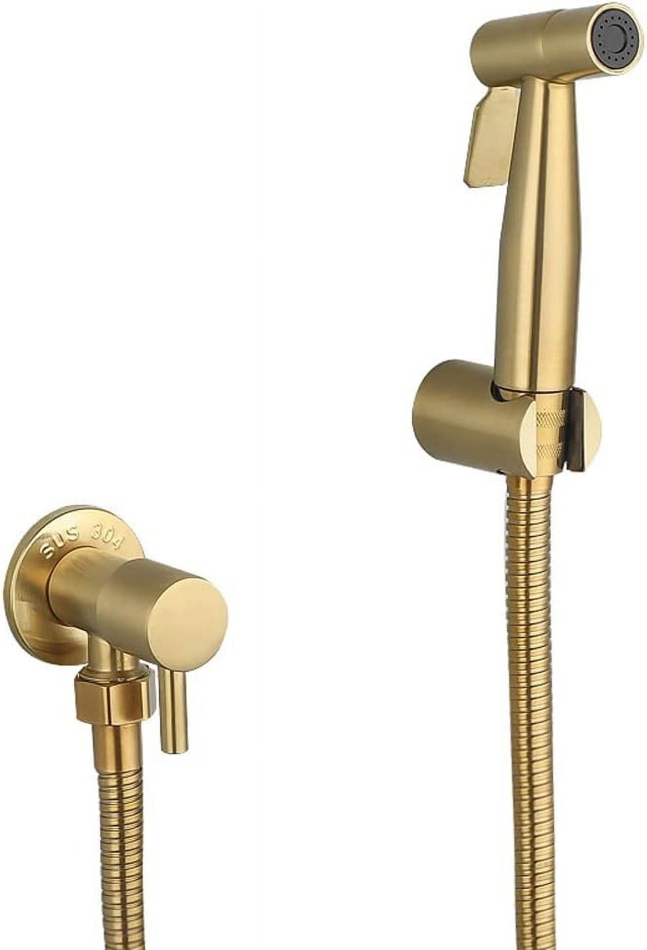 Brushed Gold Douche Kit Hand HeldSprayer Stainless Steel Toilet Faucet ...