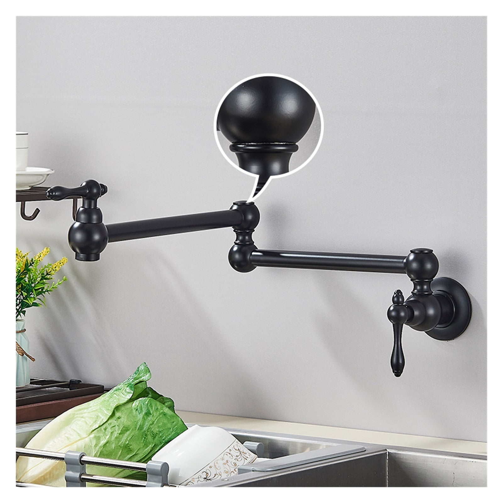 Brushed Gold Foldable Pot Filler Tap Wall Mounted Kitchen Faucet Single ...