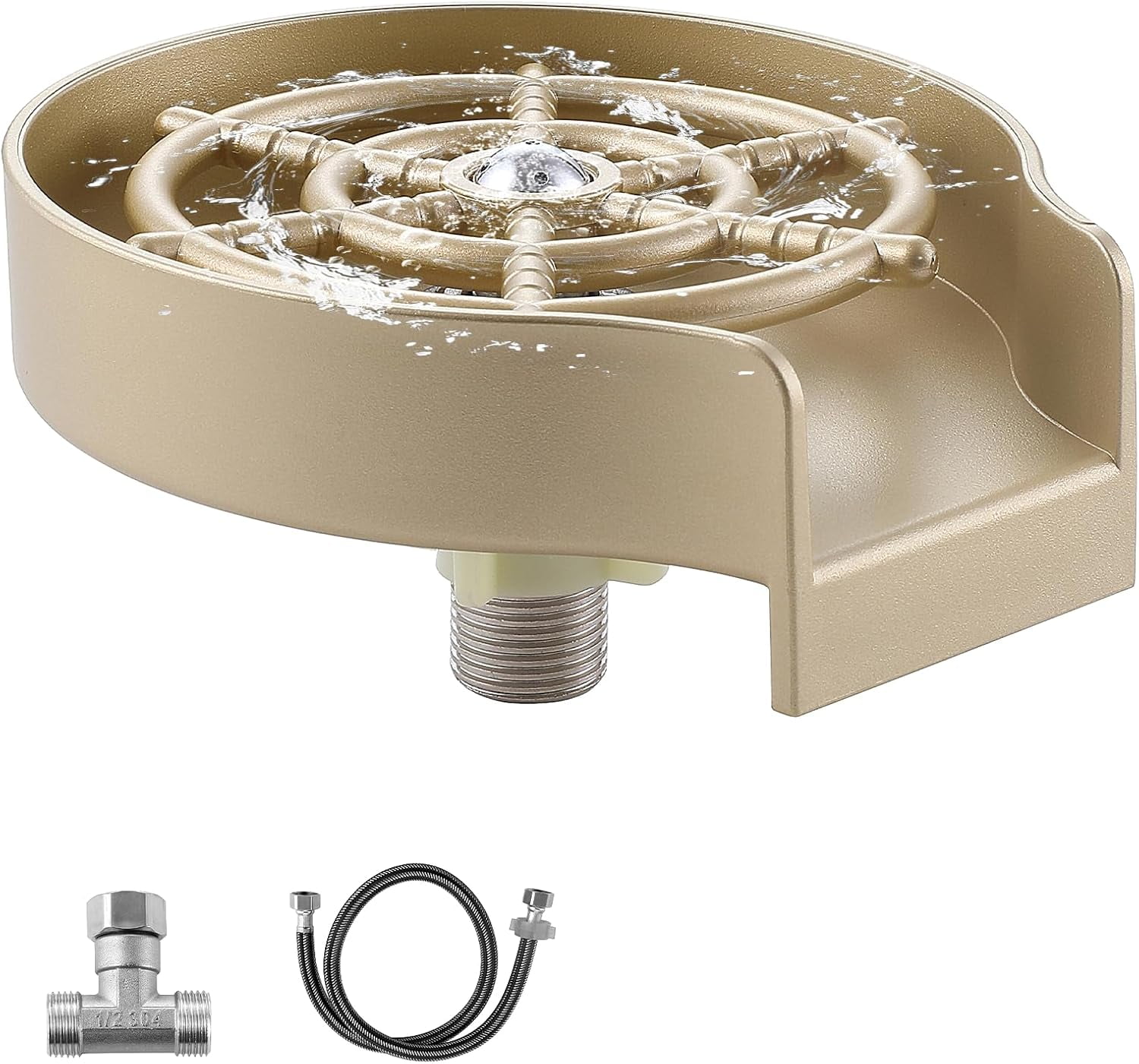 Brushed Gold Glass Rinser for Kitchen Sinks, Cup Rinser Sink, Quick ...