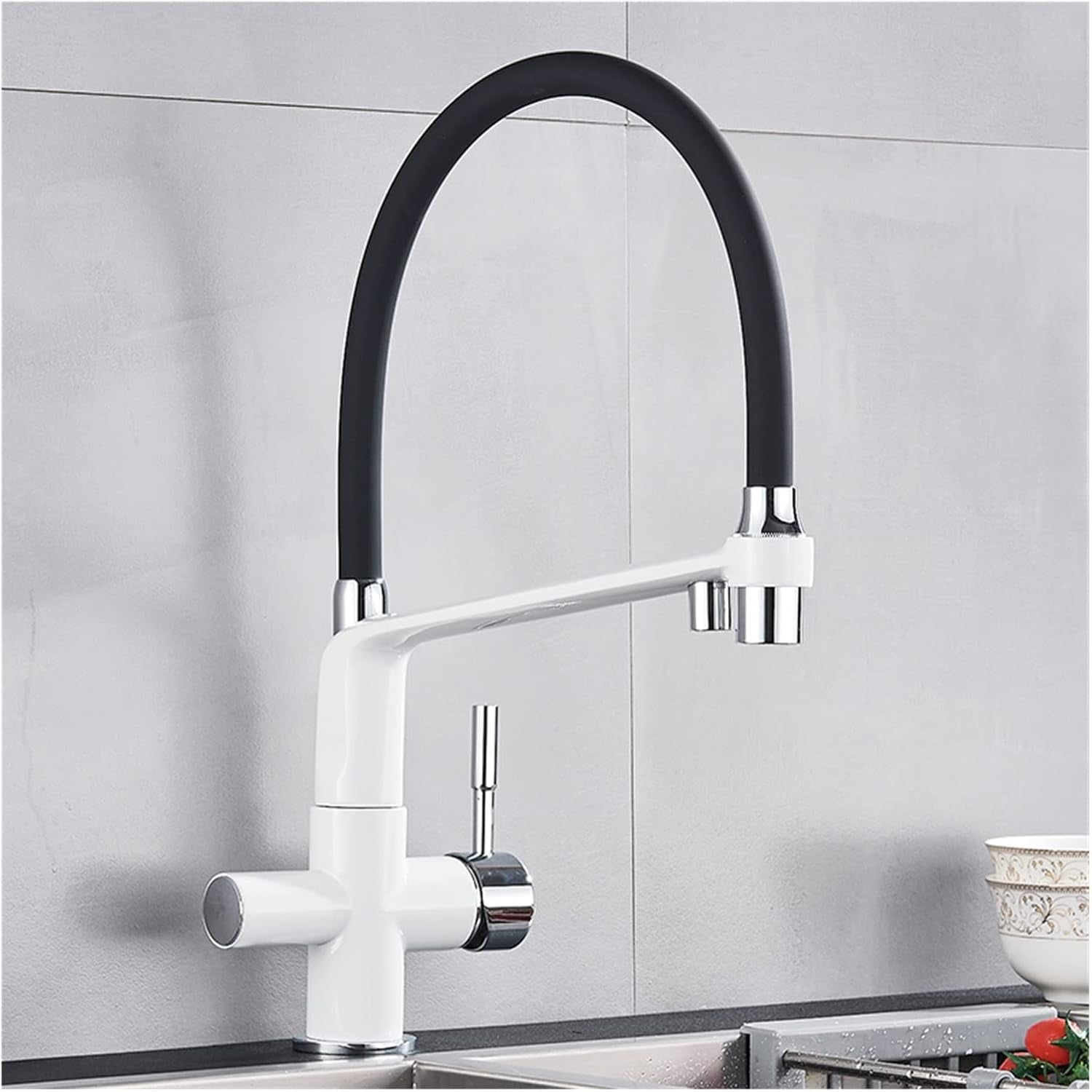 Brushed Gold Kitchen Faucet Filtered Water Dual Spout Purification ...