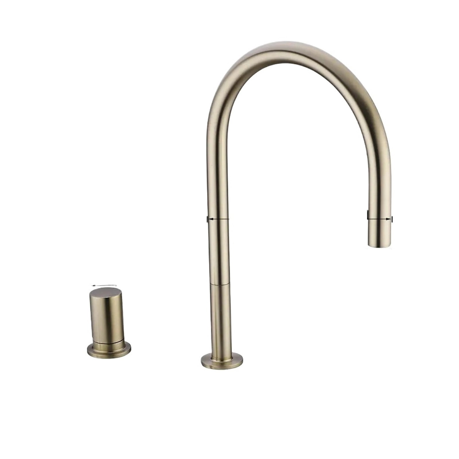 Brushed Gold Kitchen Faucet Invisible Pull Out Spray Mixer Double Hole ...