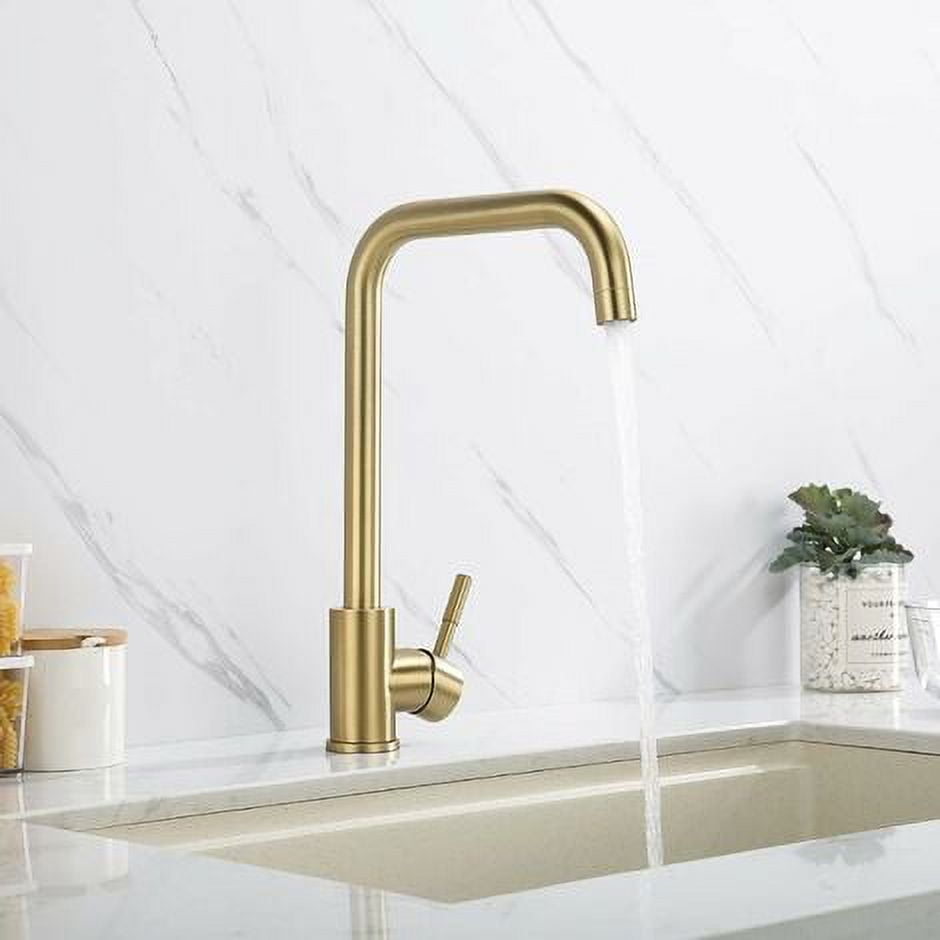 Brushed Gold Kitchen Faucet, Lonheo 360° Rotatable Kitchen Mixer Tap ...