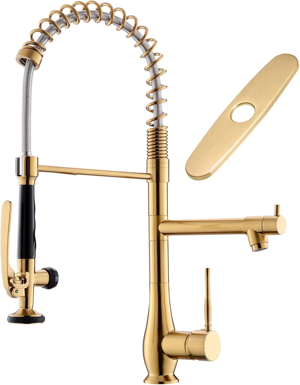 Brushed Gold Kitchen Faucet with Pull Down Sprayer Single Handle ...
