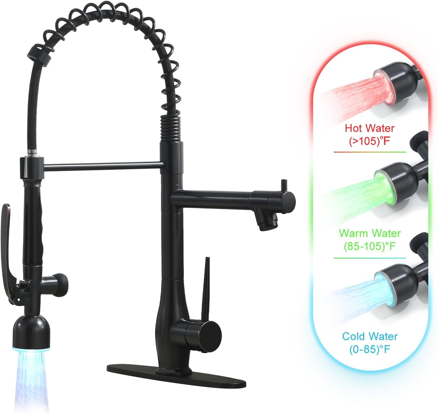 Brushed Gold Kitchen Faucet with Pull Down Sprayer Single Handle ...
