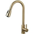 Brushed Gold Kitchen Faucet, Single Handle Pull Out Kitchen Tap Single ...