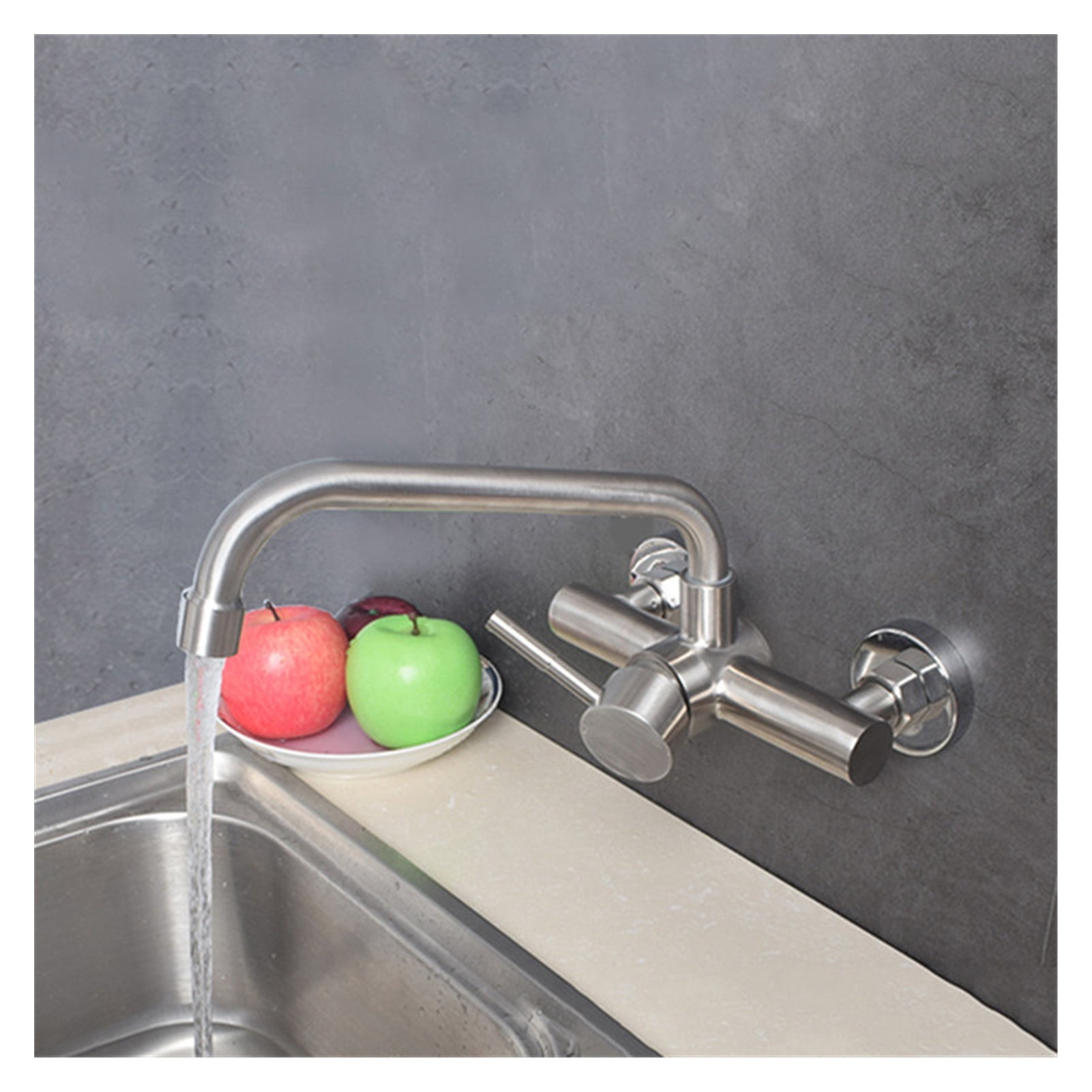 Brushed Gold Kitchen Faucet Swivel Pot Filler Tap Wall Mounted Hot and ...