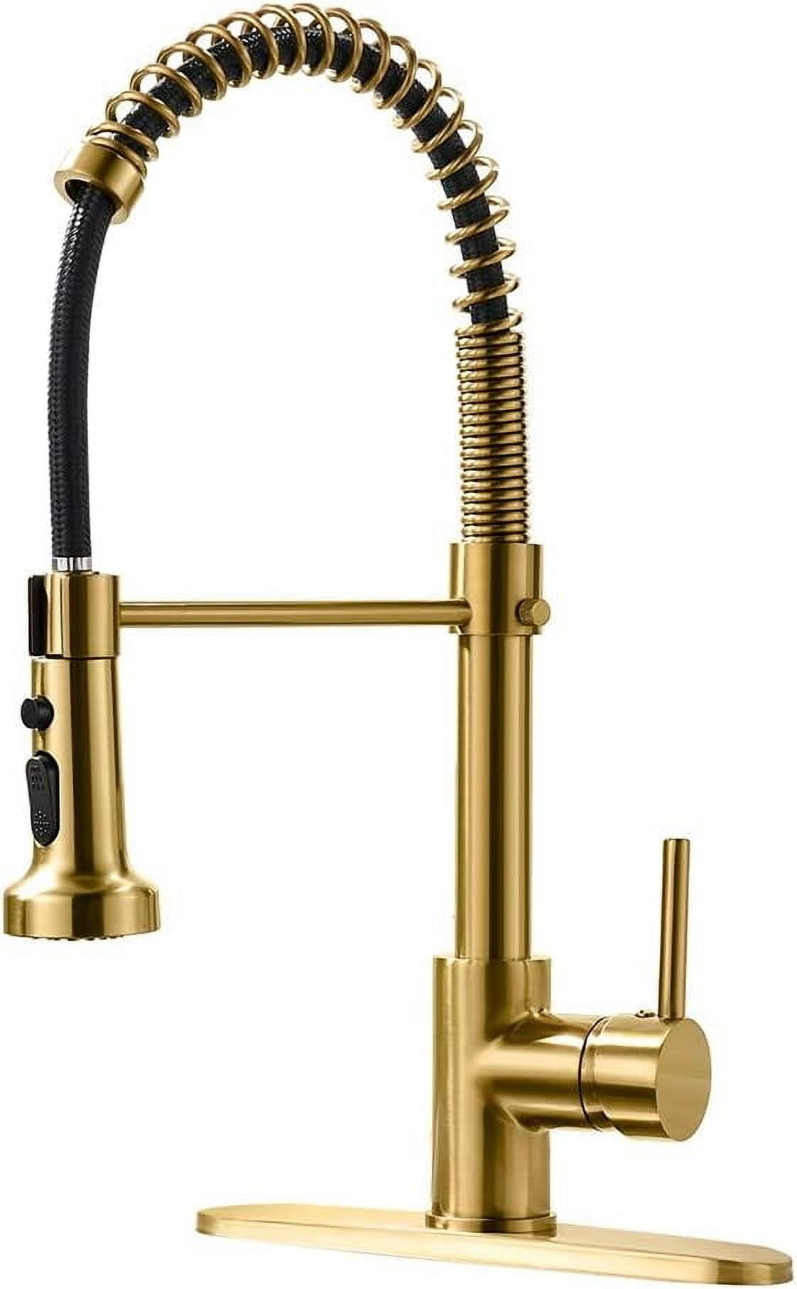 Brushed Gold Kitchen Faucet with Pull Down Sprayer, Single Handle ...