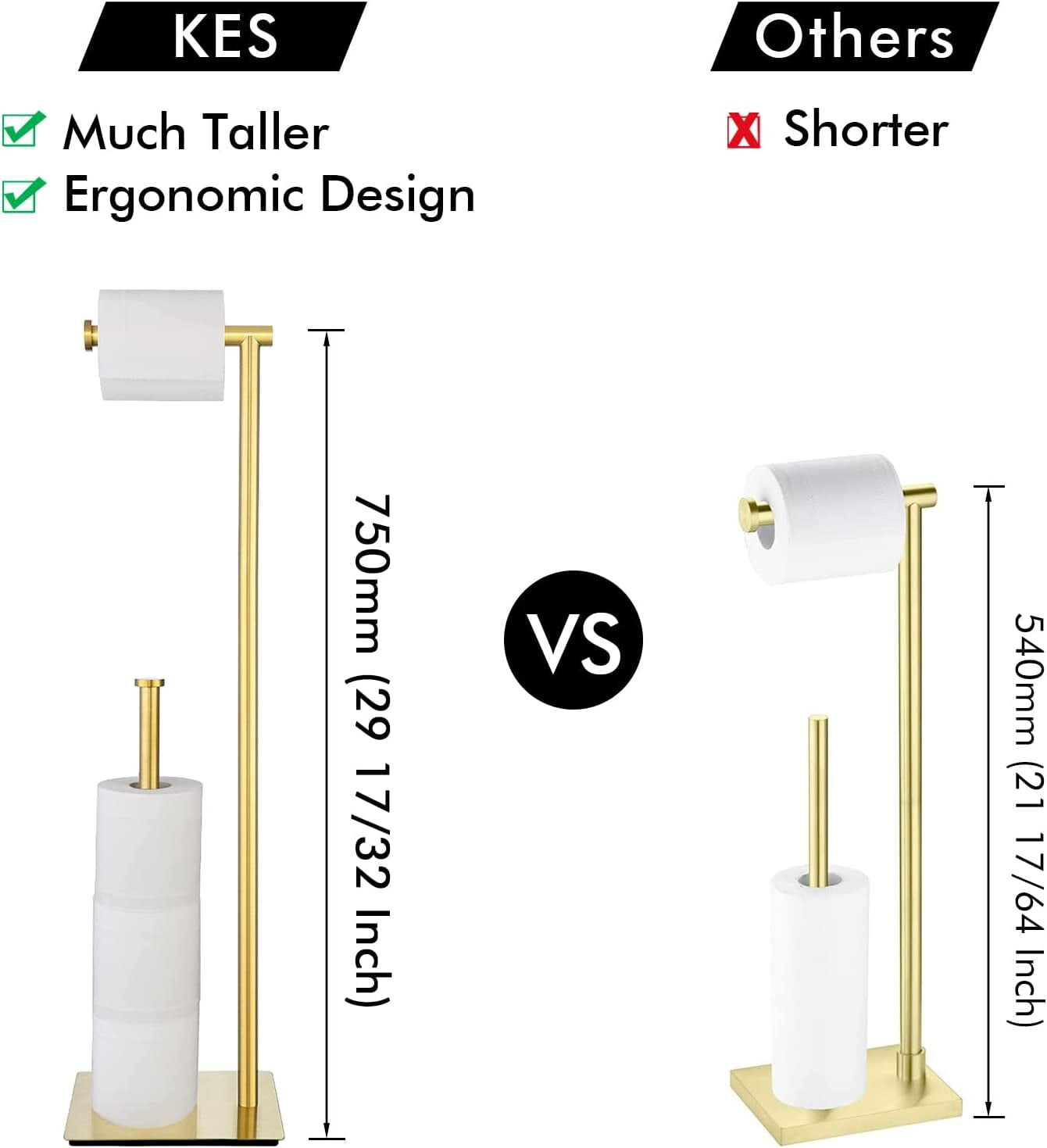 Brushed Gold Kitchen Paper Towel Holder Stand with Marble Base and ...