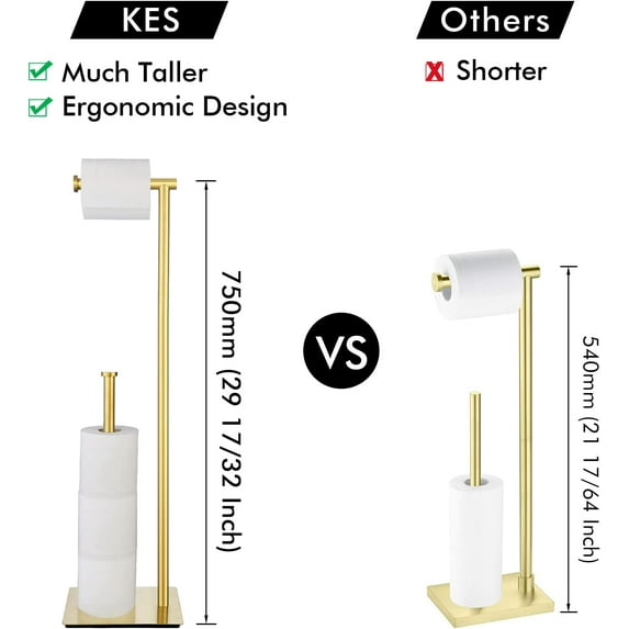 Brushed Gold Kitchen Paper Towel Holder Stand with Marble Base and ...