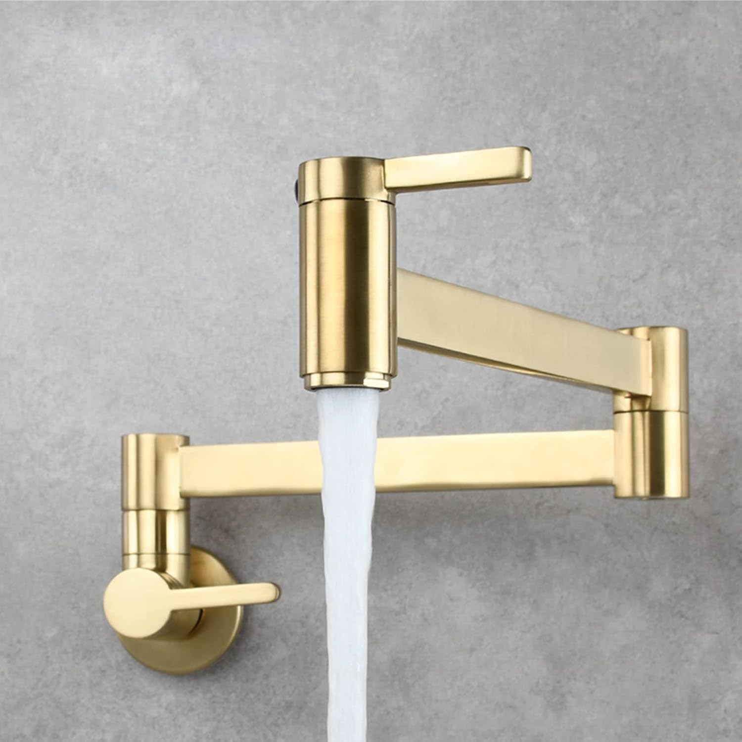Brushed Gold Pot Filler Faucet, Brass Kitchen Faucets, Commercial Kitchen Sink Faucets, Wall ...